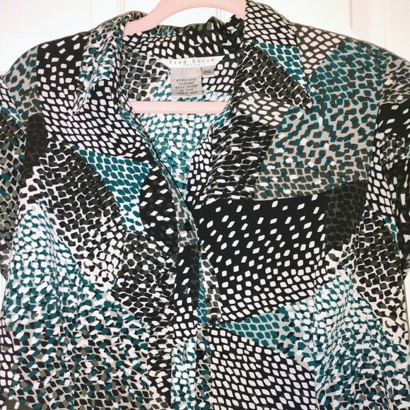 fred and david | Tops | Fred David Trendy Button Down Shirt Black White ...